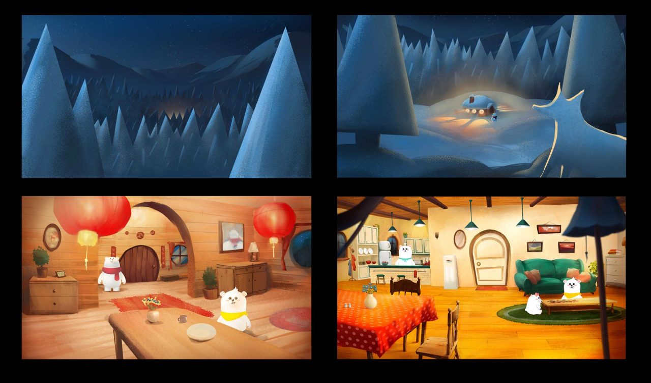 Color scripts and animation backgrounds by Jakub Cichecki